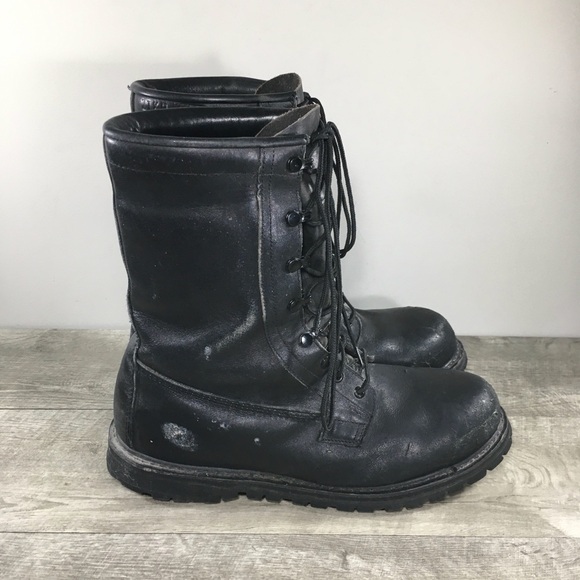 unbranded | Shoes | Vintage 9s Mens Combat Work Soft Toe Black Leather ...